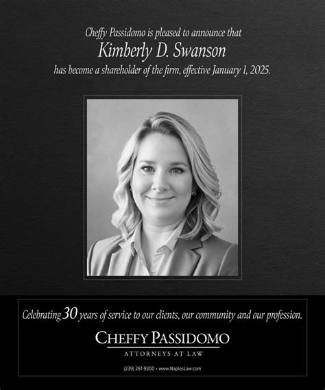 Cheffy Passidomo Pa On Linkedin We Are Pleased To Announce That Kimberly D Swanson Is Now A