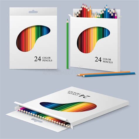 Color Pencils In Box Vector Isolated Set Stock Vector Illustration Of