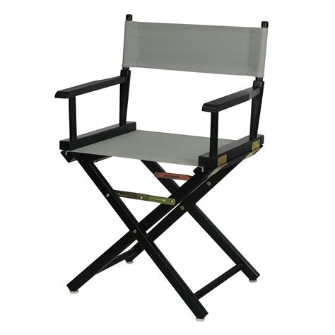 18 Folding Directors Chair With Armrests Black Frame Gray Canvas