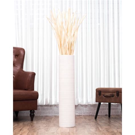 Vasora Large Floor Vase แจกันไม้ทรงกระบอก ไม้มะม่วงแกะลาย สไตล์มินิมอล ขนาด 7 X 35 นิ้ว Shopee