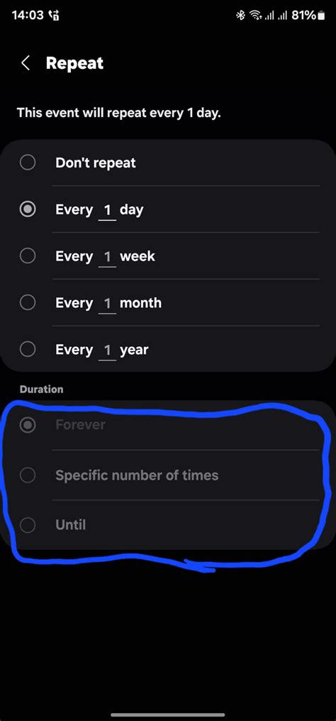 Reminder Duration Section Greyed Out Roneui