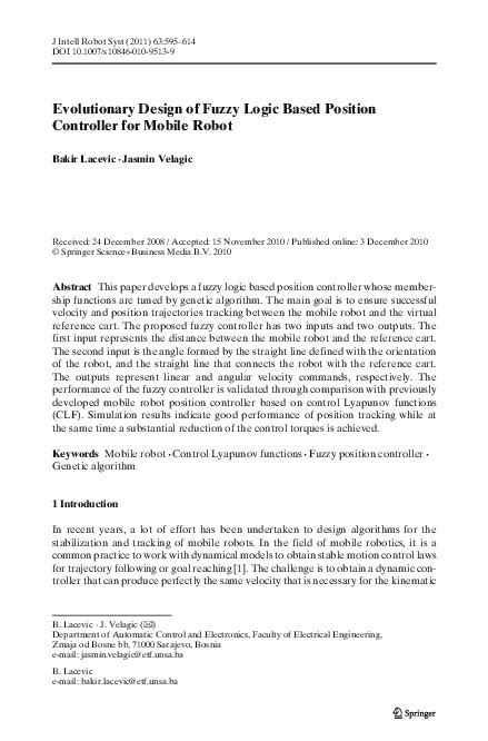 pdf evolutionary design of fuzzy logic based position controller for