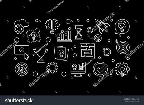 Brainstorming Vector Outline Horizontal Illustration Brainstorm Stock Vector Royalty Free