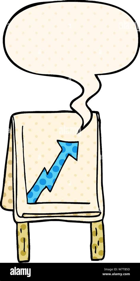 Cartoon Business Chart With Arrow With Speech Bubble In Comic Book Style Stock Vector Image