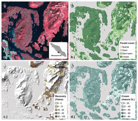 A False Colour Composite Highlighting Forests Around Tofino Vancouver