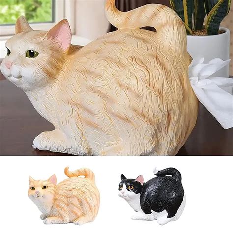 Cat Tissue Box Cartoon Creative Cat Butt Tissue Box Funny Cat Resin