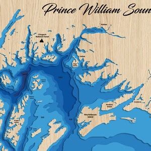 Digital File Pdf Svg Prince William Sound Alaska Bathymetric Depth