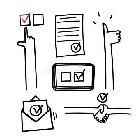 Hand Drawn Doodle Approval Icon Related Illustration Stock Vector Illustration Of Line