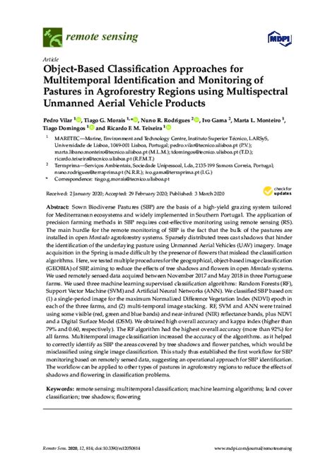 Pdf Object Based Classification Approaches For Multitemporal
