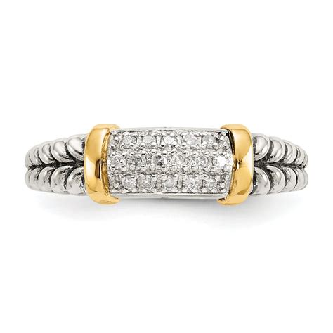 Shey Couture Sterling Silver With 14k Accent Antiqued Diamond Ring Qtc5
