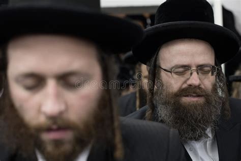 Hassidic Orthodox Jews Celebrating During Hasidic Holiday Editorial