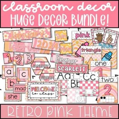 Retro Classroom Decor Bundle Pink Classroom Decor Theme Pink Classroom Decor Pink Classroom