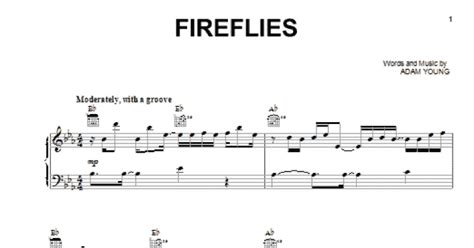 Fireflies Piano Vocal And Guitar Chords Right Hand Melody