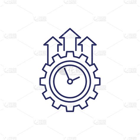 效率增长图标，白色，直线