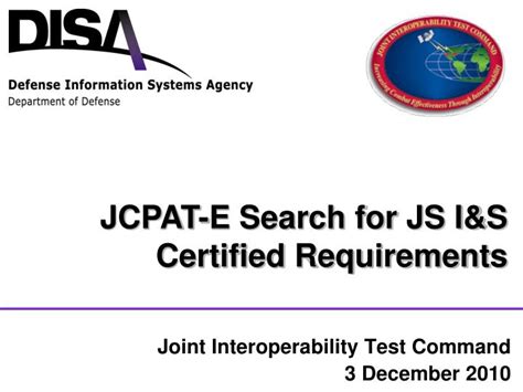 Ppt Joint Interoperability Test Command 3 December 2010 Powerpoint