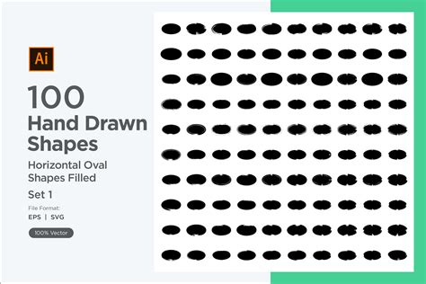 Horizontal Oval Shape Filled 100set V 1 Graphic By Shahsoft · Creative