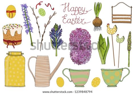 Vector Easter Set Design On White Stock Vector Royalty Free