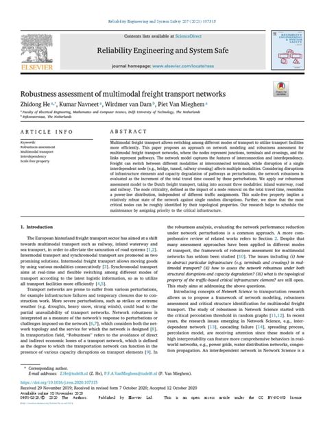 Robustness Assessment Of Multimodal Freight 2021 Reliability