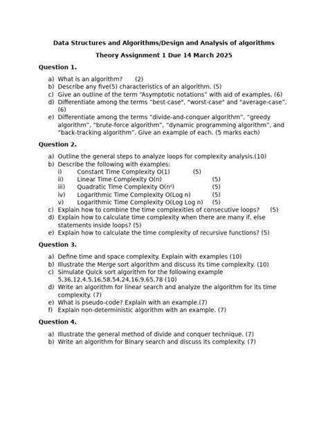 Data Structures And Algorithms Assignment Guide Pdf