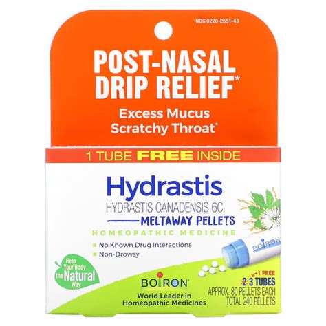 Boiron Hydrastis Meltaway Pellets 3 Tubes 80 Pellets Each