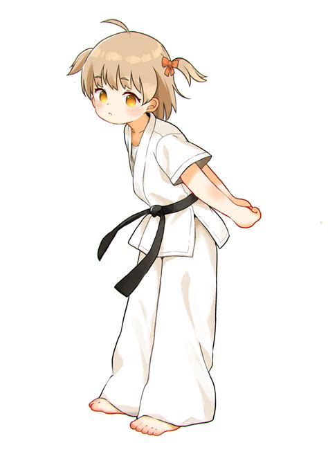 Safebooru 1girl Absurdres Ahoge Arms Behind Back Barefoot Belt Black