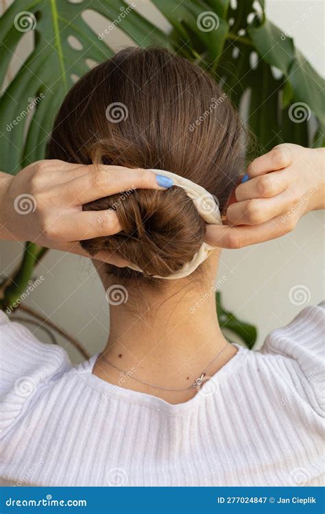 Blonde Woman Making Clean Low Bun Stock Image Image Of Ballet