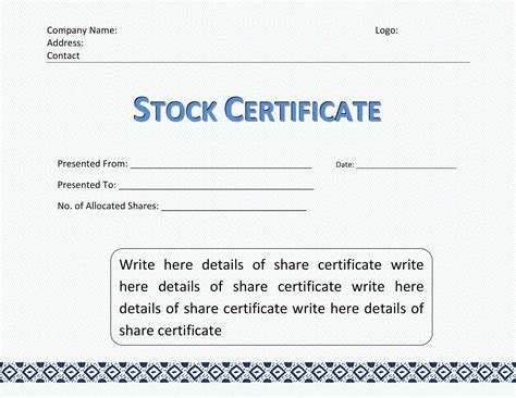Free Printable Stock Certificate Templates Pdf And Word