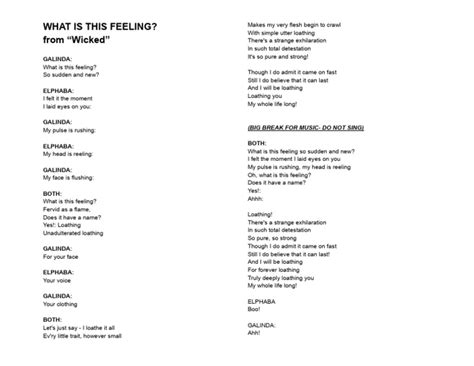 What Is This Feeling Lyrics Pdf