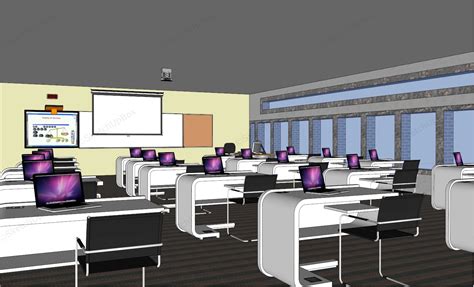 Computer Lab Classroom Design Sketchup 3d Model Skp File Download