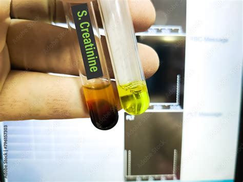 Blood Sample For Serum Creatinine Biochemical Test Testing By Kinetic