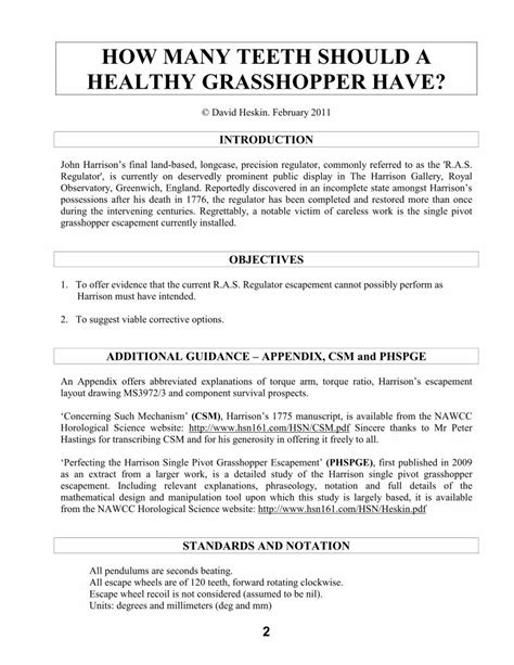 Pdf How Many Teeth Should A Healthy Grasshopper Escapemente Have