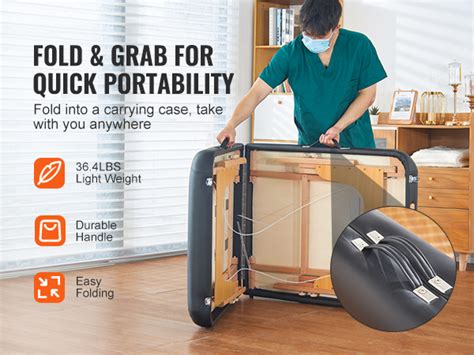 Vevor Professional Wide Massage Table 30 W Heavy Duty Folding Massage Table 8 Level Height