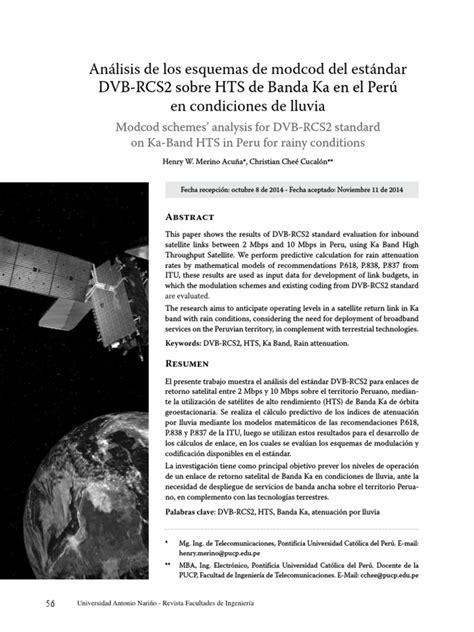 Análisis De Los Esquemas De Modcod Del Estándar Dvb Rcs2 Sobre Hts De
