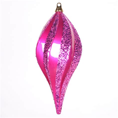 Vickerman 8 Cerise Candy Glitter Swirl Drop Ornament