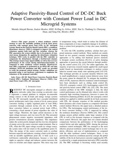 Pdf Adaptive Passivity Based Control Of Dc Dc Buck Power Converter