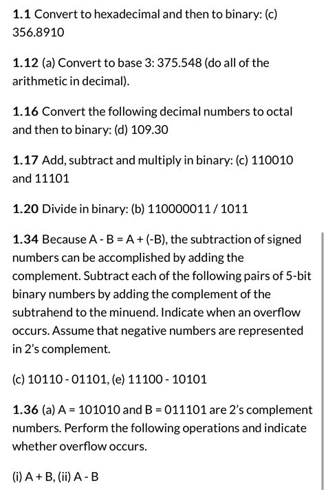 Solved Convert To Hexadecimal And Then To Binary Chegg
