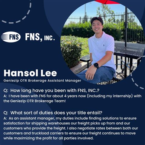Fns Inc On Linkedin Newjeans Fns Employeehighlight Logistics