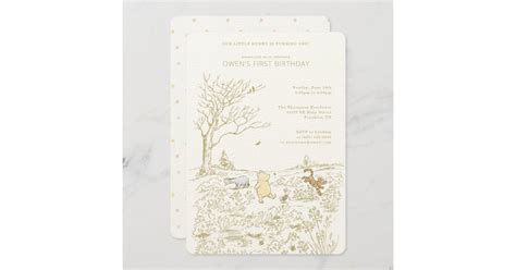 Vintage Winnie The Pooh 100 Acre Wood Birthday Invitation Zazzle