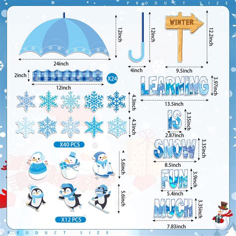83 Pcs Winter Snowflake Bulletin Board Set Snowflake