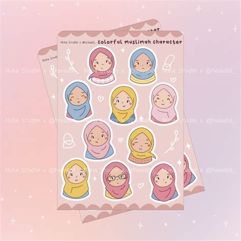 Jual Sticker By Heisabil Emoji Colorful Muslimah Aesthetic Sticker