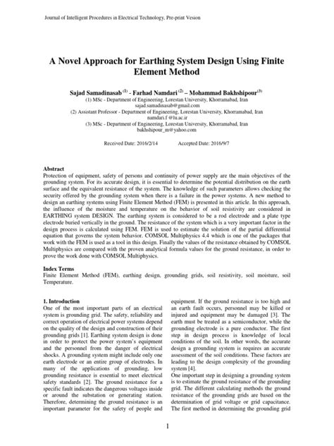 A Novel Approach For Earthing System Des Pdf Finite Element Method