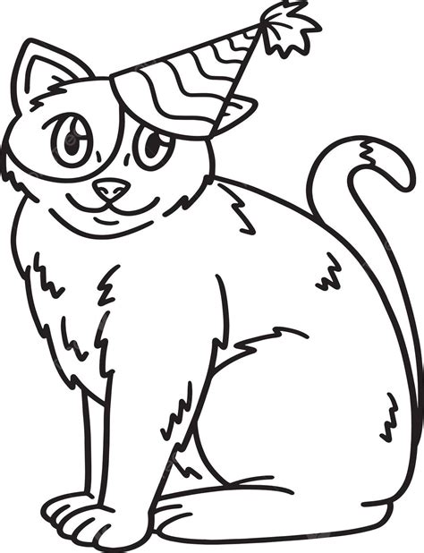 Página Para Colorir Isolada Para Crianças Com Um Gato Usando Um Chapéu