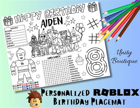 Personalized Roblox Activity Sheet Roblox Coloring Page Roblox