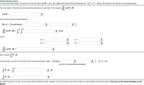 solved help entering answers 1 ﻿point ﻿verify that stokes