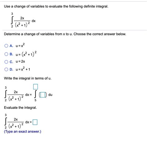 Solved Use A Change Of Variables To Evaluate The Following Chegg