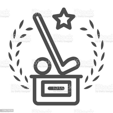 골프 우승자 라인 아이콘 스포츠 및 경쟁 개념 흰색 배경에 스틱과 골프 볼 사인트로피 골프 퍼터와 볼 아이콘 개요 스타일로 수상 벡터 그래픽 Championship에 대한