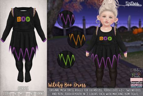 Second Life Marketplace Tiptoes Witchy Boo Dress Purple