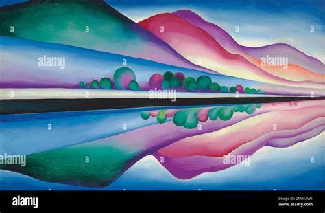 Georgia Okeeffe Lake George Reflection Oil On Canvas 147 3 X 86 4