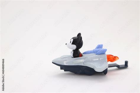 Mickey Mouse Flying In Spaceship On Isolated White Background Mickey