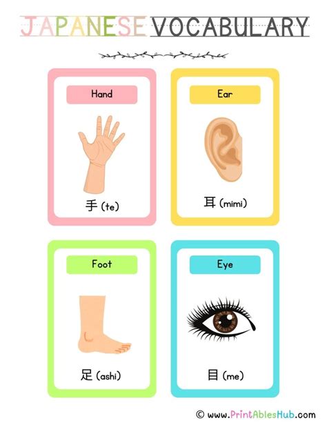 Printable Japanese Vocabulary Flashcards Printables Hub